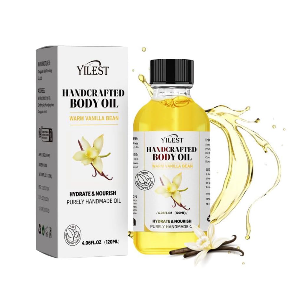 Amazon.com : Vanilla Body Oil, Glass Bottle Essential Oil Moisturizer ...