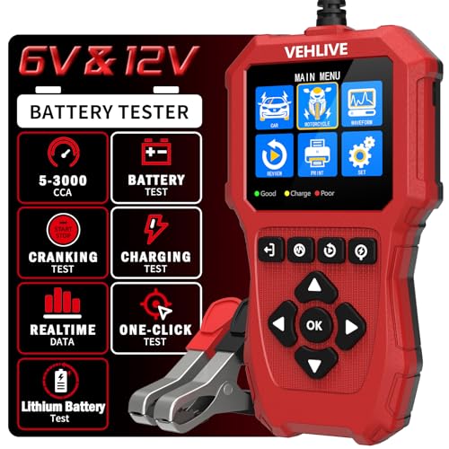 Car Battery Tester 6V 12V with Lithium Battery Testing, VEHLIVE BT910 5 ...