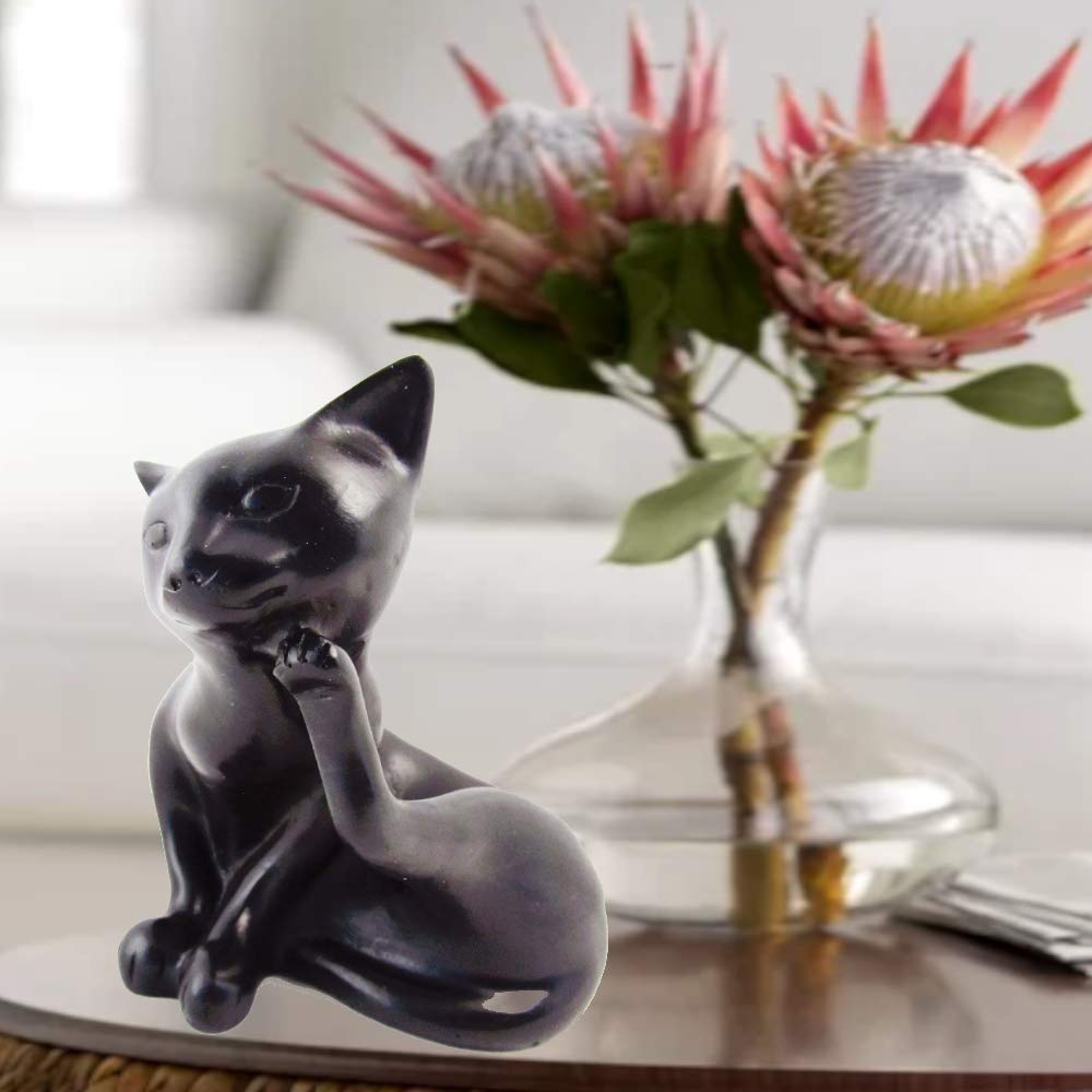 Buy Lucky Feng Shui Black Cat Figurine - Sitting Figure Paperweight ...