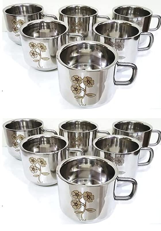 Buy Stainless Steel Double Wall Tea Cup 100ml (Pack of 12) Online at ...