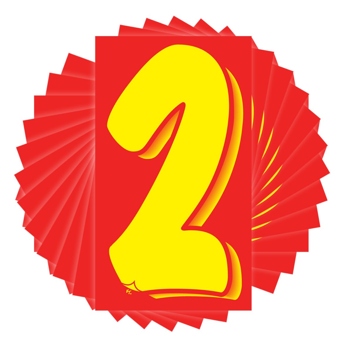 Amazon.com: Versa-Tags 12 Pack Number 2 Sign 7 1/2 Inch Yellow & Red ...