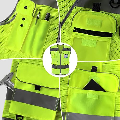 Snapklik.com : TCCFCCT Mesh Hi Vis Vest 9 Pockets High Visibility ...