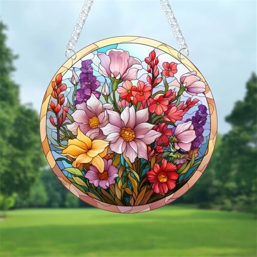 Amazon.com: WOHAHA Floral Stained Window Hanging Garden Flowers Acrylic ...