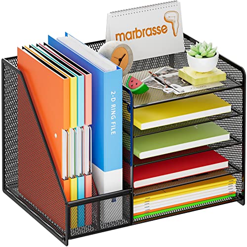 3 Tier Mesh Desk Organizer with Drawer + File Holder Desk Organizer