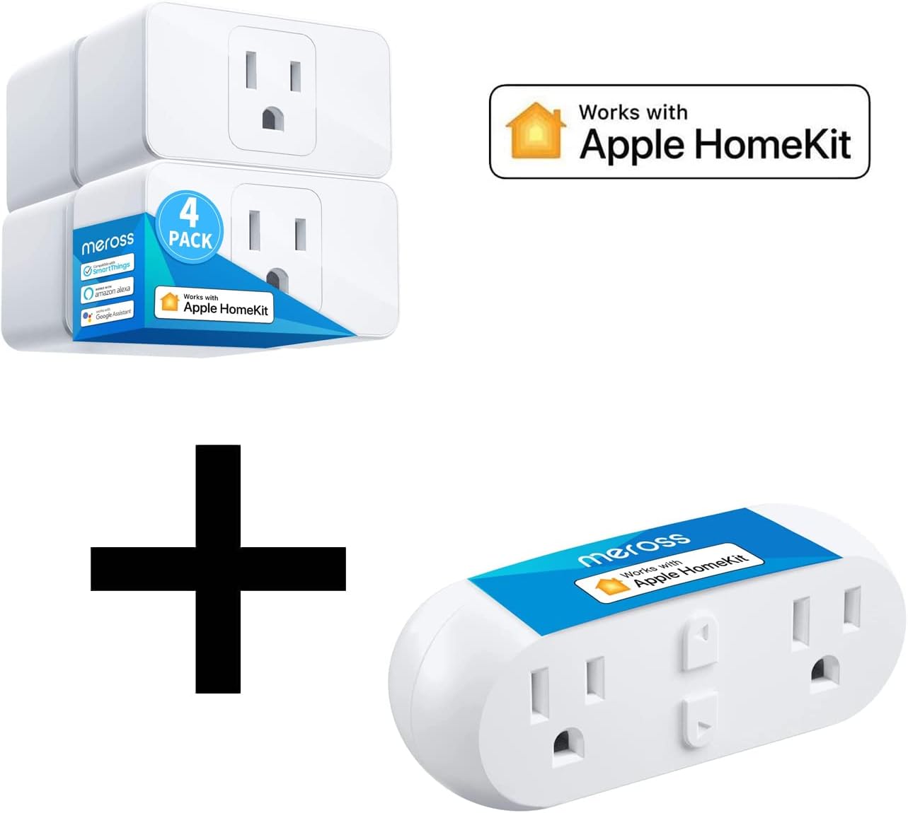 Meross Smart Plug Mini+Meross Smart Wi-Fi Dual Plug Support Apple ...