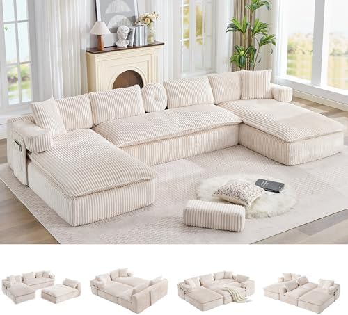 Amazon.com: Oversized Cloud Boneless Couch with Chaise, 149" Modern U ...