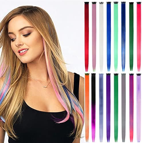 Amazon.com : EuTengHao Colored Clip in Hair Extensions 22'' Colorful ...