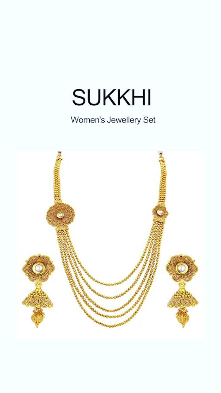 Sukkhi Excellent Five String Jalebi Gold Plated Kundan Necklace Set For ...