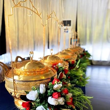 Amazon.com: HONHPD 6.8-Quart Gold Round Chafing Dishes, Stainless Steel ...