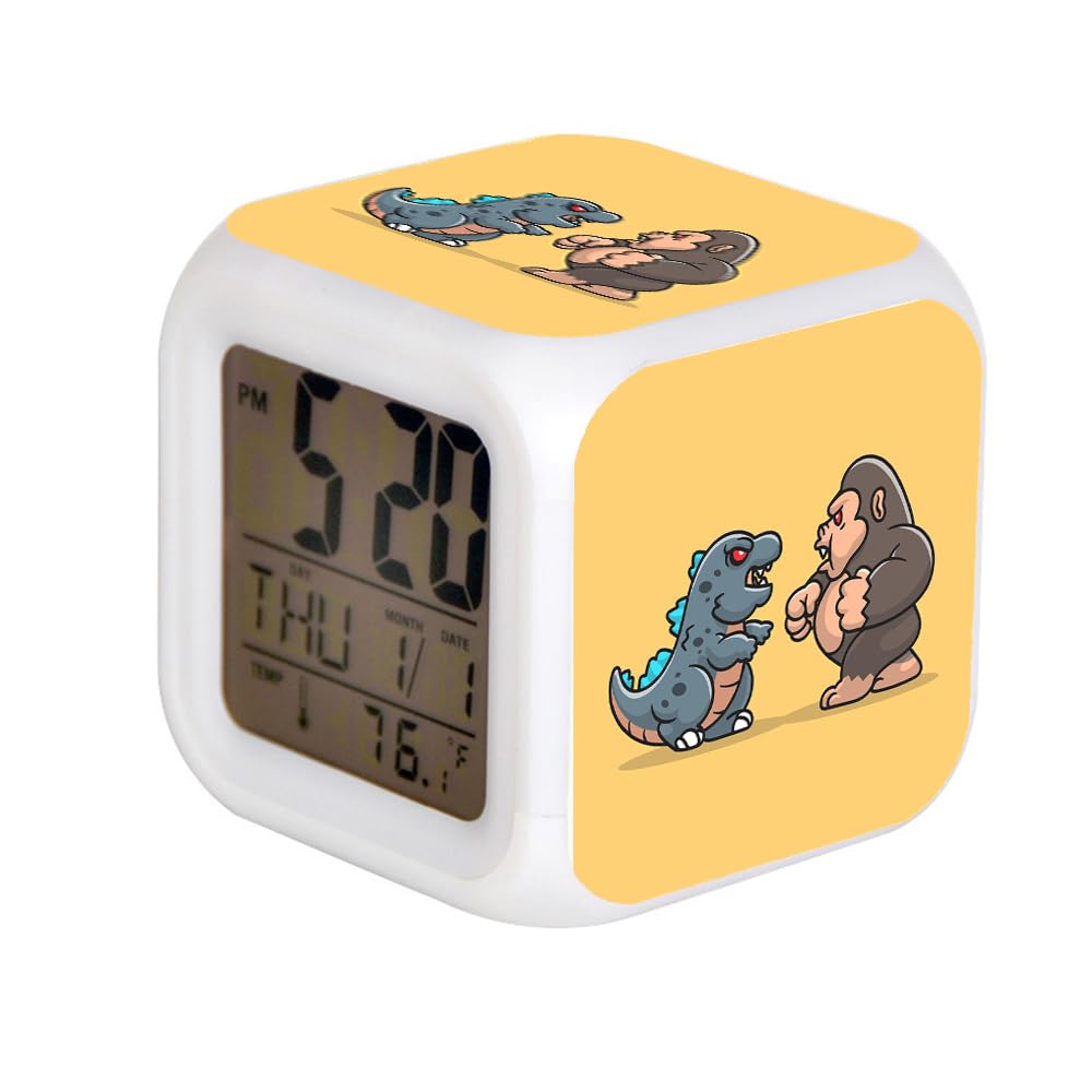 Amazon.com: 7 Colors LED Alarm Clock Digital Thermometer Alarm Clock ...