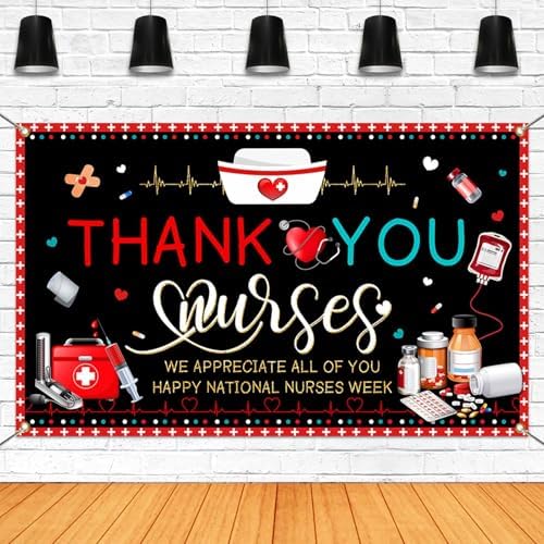 Amazon.com : Mocsicka Thank You Nurses Banner Happy National Nurses ...