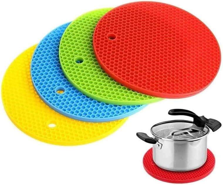 Buy THE SR BRAND Sr 4 Pcs Multi-Purpose Silicone Trivet Mats Round Pot ...