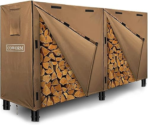 Amazon.com: NANANARDOSO 8ft Firewood Rack with Cover, Heavy Duty Steel ...