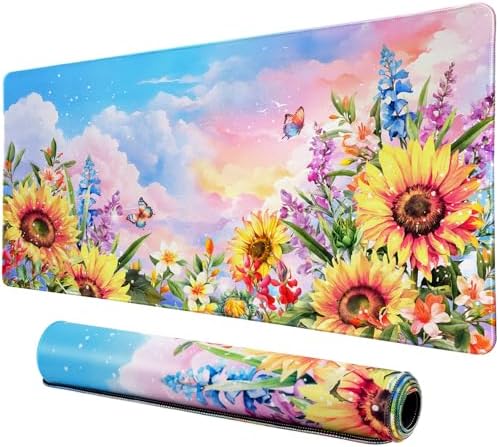 Amazon.com: Lokigo Sunflower Mouse Pad Desk Pad Large Gaming Mouse Pad ...
