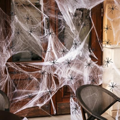 Amazon.com: ZPISF 200 sqft Spider Webs Halloween Decorations with 10 ...