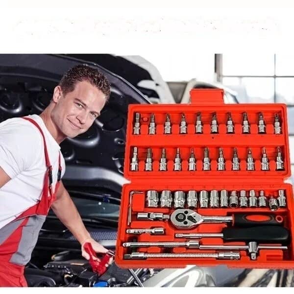 46 in 1 Pcs Tool Kit & Screwdriver and Socket Set Wrench Set Multi ...