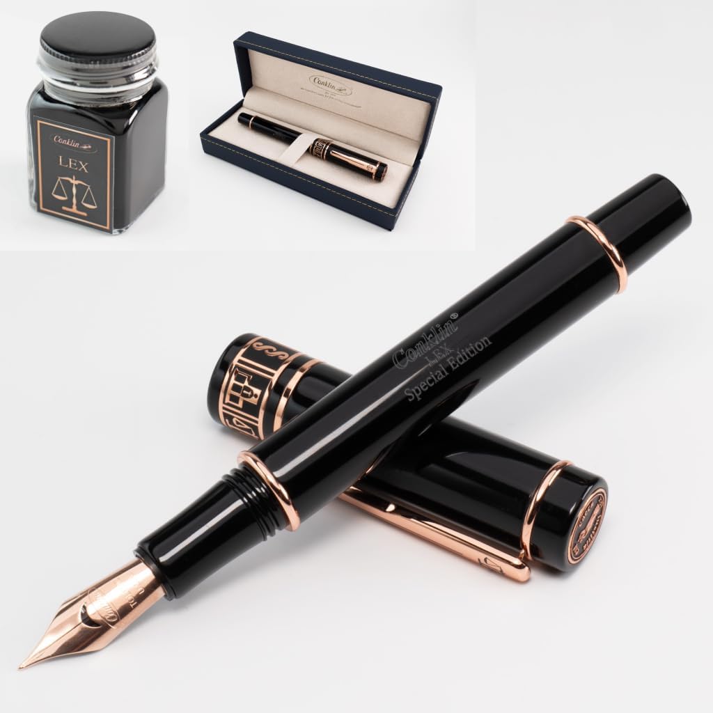 Amazon.com : Conklin LEX Fountain Pen in Black – Stub Nib, Luxury ...