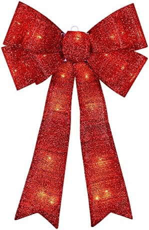 Taylor & Brown 60cm Large Light Up Christmas Bow Decoration With 20 ...