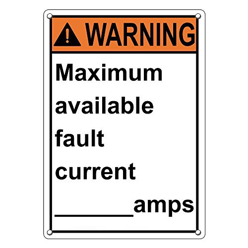 Weatherproof Plastic Vertical ANSI Warning Maximum Available Fault ...