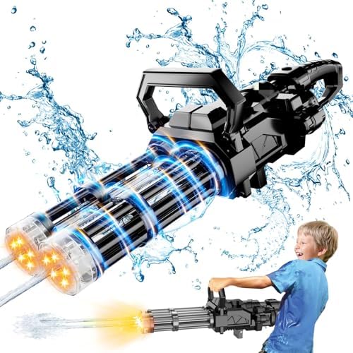 Gatling Electric Water Gun for Adults & Kids, Dual-Barrel, Up to 15M ...