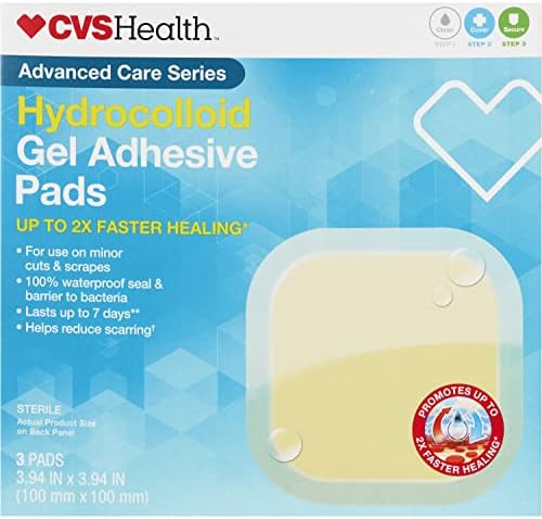 Amazon.com: CVS Health Hydrocolloid Gel Adhesive Pads, 3 Pads, 3.94 in ...