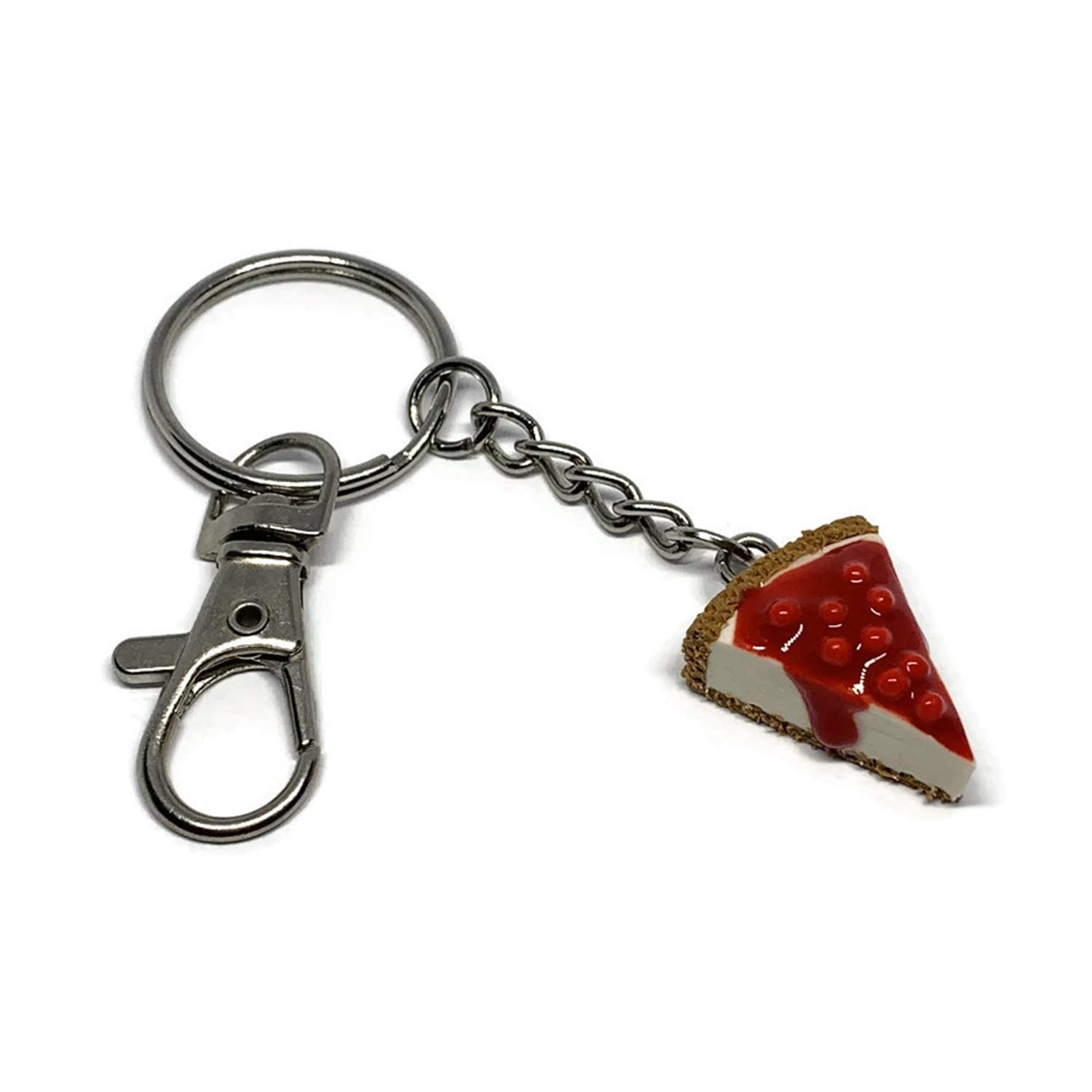 Amazon.com: Realistic Cherry Cheesecake Keychain, Durable Metal Swivel ...