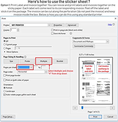 Securement Easyship Sticky Labels (A4 Size Sheet with 4 Pre-Cut Labels ...