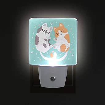 Cats Kitty LED Night Lights with Auto Dusk to Dawn Sensor, Plug-in Warm ...