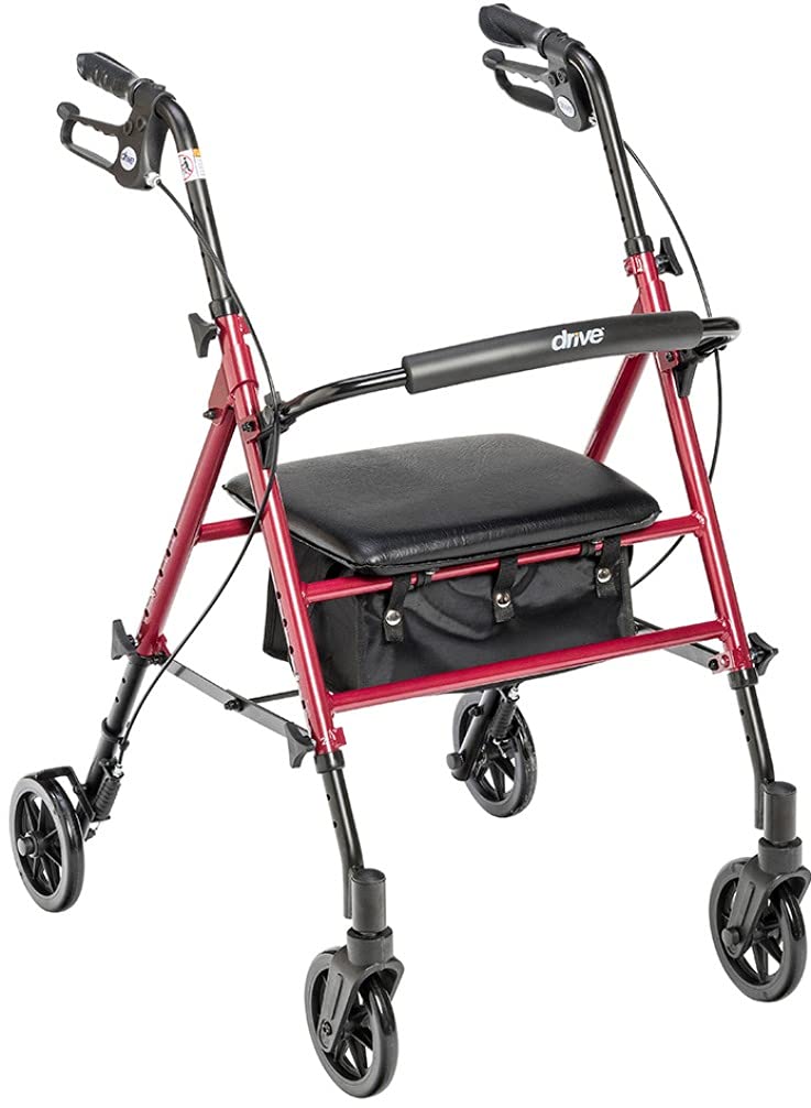 Amazon.com: Drive Medical RTL10261RD Foldable Rollator Walker with Seat ...