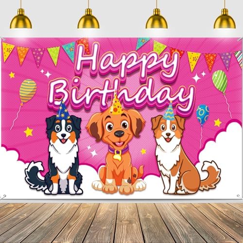 Amazon.com: Dog Birthday Backdrop Banner, Dog Birthday Decorations ...
