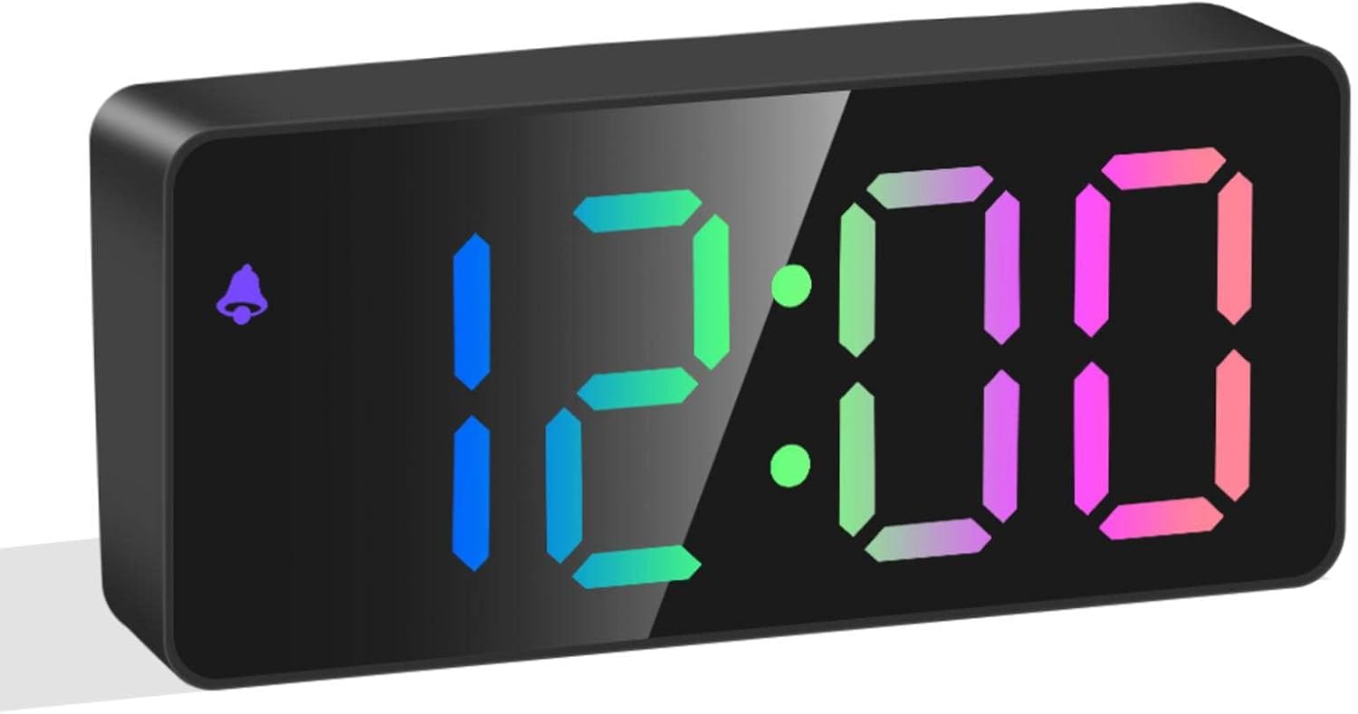Amazon.com: ZSQZJJ Alarm Clock Large Numbers Bold Numbers Rainbow LED ...