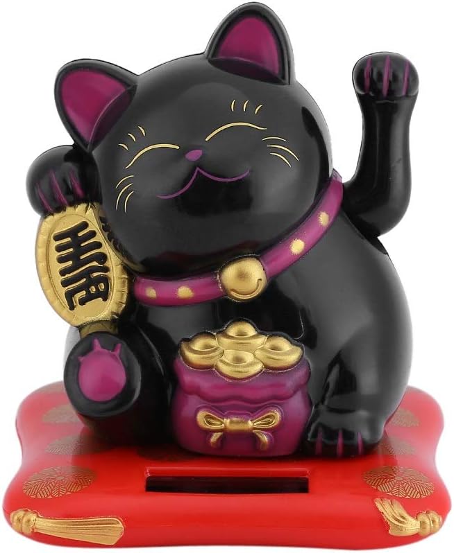 Maneki Neko à Bras Mobile, Chat Chinois Porte Bonheur en Porcelaine ...