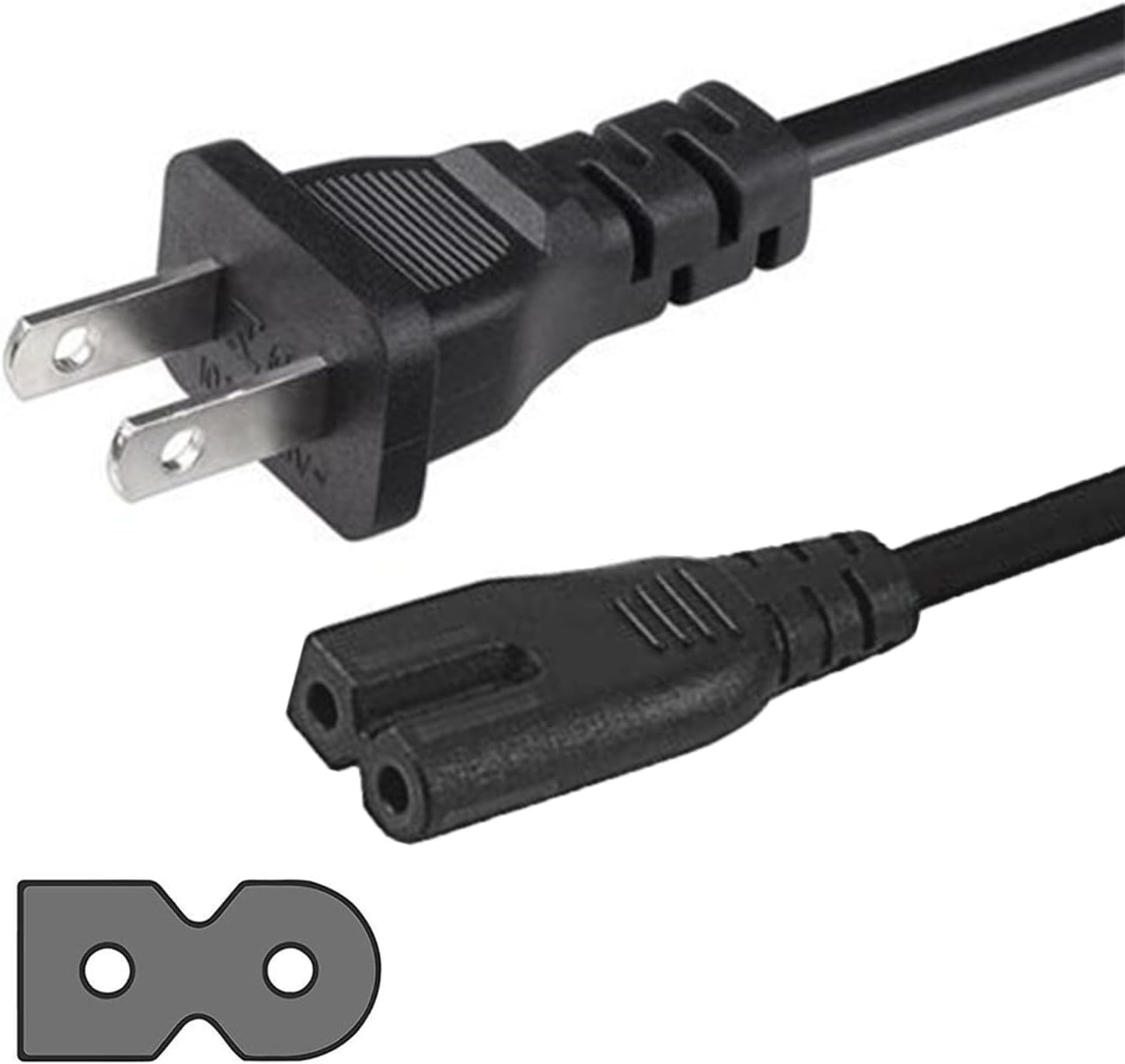 Amazon.com: SatelliteSale 18AWG 2-Prong to Square/Round Connector AC ...