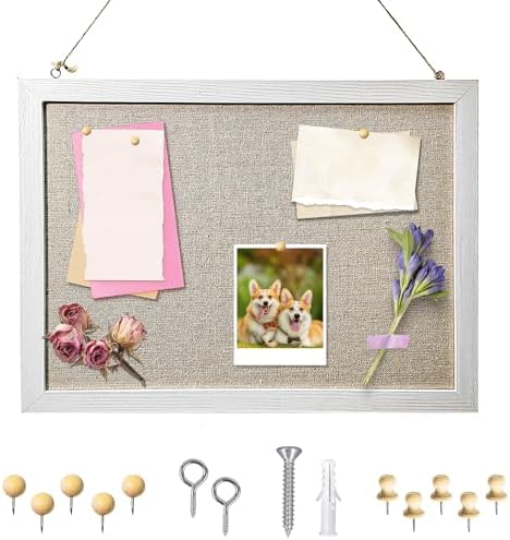 Cork Board with Linen 40x30cm, Pin Notice Board for Home Bedroom Office ...