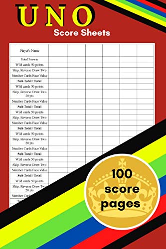 Uno score sheets: 100 score pages | score book | score notebook ...