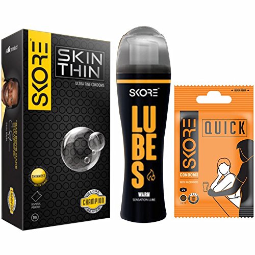 Buy Skore Skin Thin Warm Lubes and Quick 2's (50 ml) - Pack of 10 ...