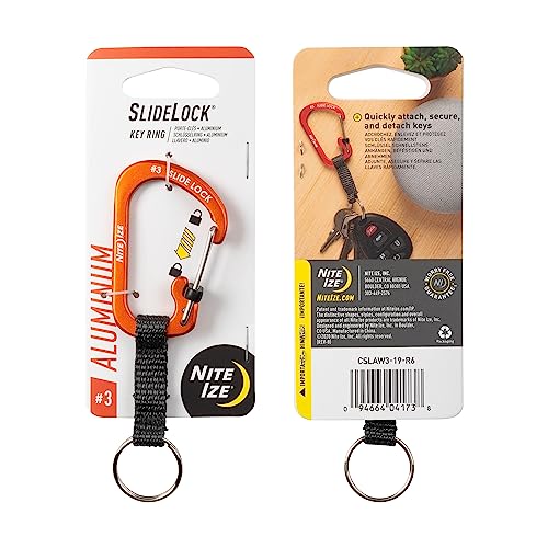 Nite Ize SlideLock Key Ring, Locking Carabiner Key Chain with Webbing ...