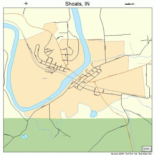 Large Street & Road Map of Shoals, Indiana IN - Printed poster size ...