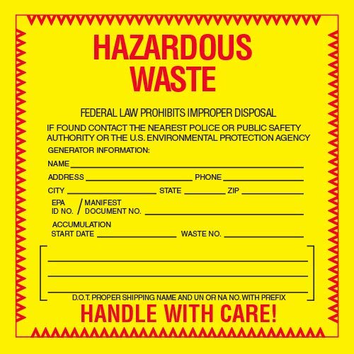 Amazon.com: QSX Labels HW-1 - Hazardous Waste Shipping Label, 6" x 6 ...