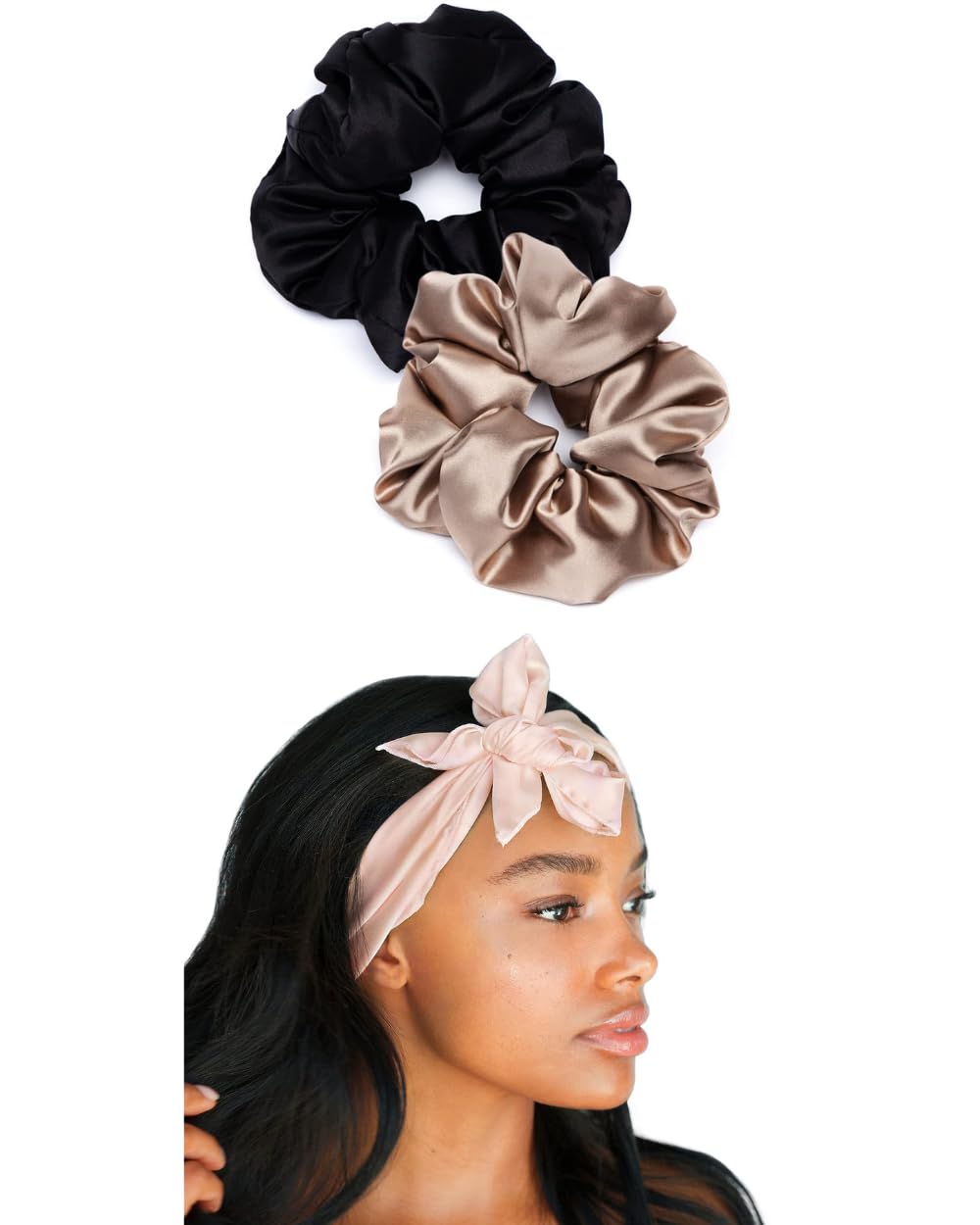 Amazon.com : Kitsch Satin Hair Scrunchies for Women & Multi-Way Satin ...