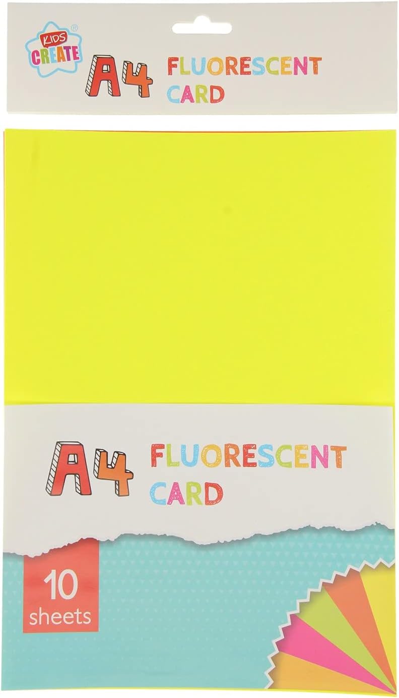 Fluorescent A4 Cardstock - 297mm x 210mm - Assorted Neon Colours - 10 ...