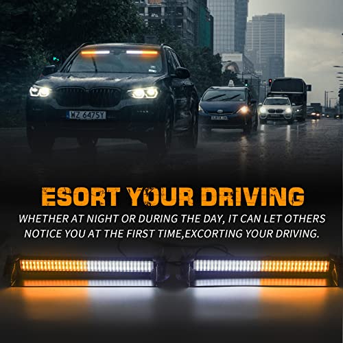 Snapklik.com : Dash Strobe Lights 144 LED Amber White Emergency Warning ...