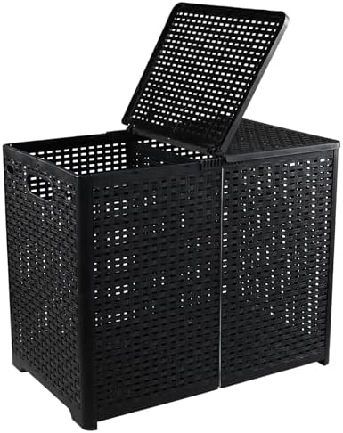 Amazon.com: Neadas Small Plastic Laundry Basket with 2 Sections ...