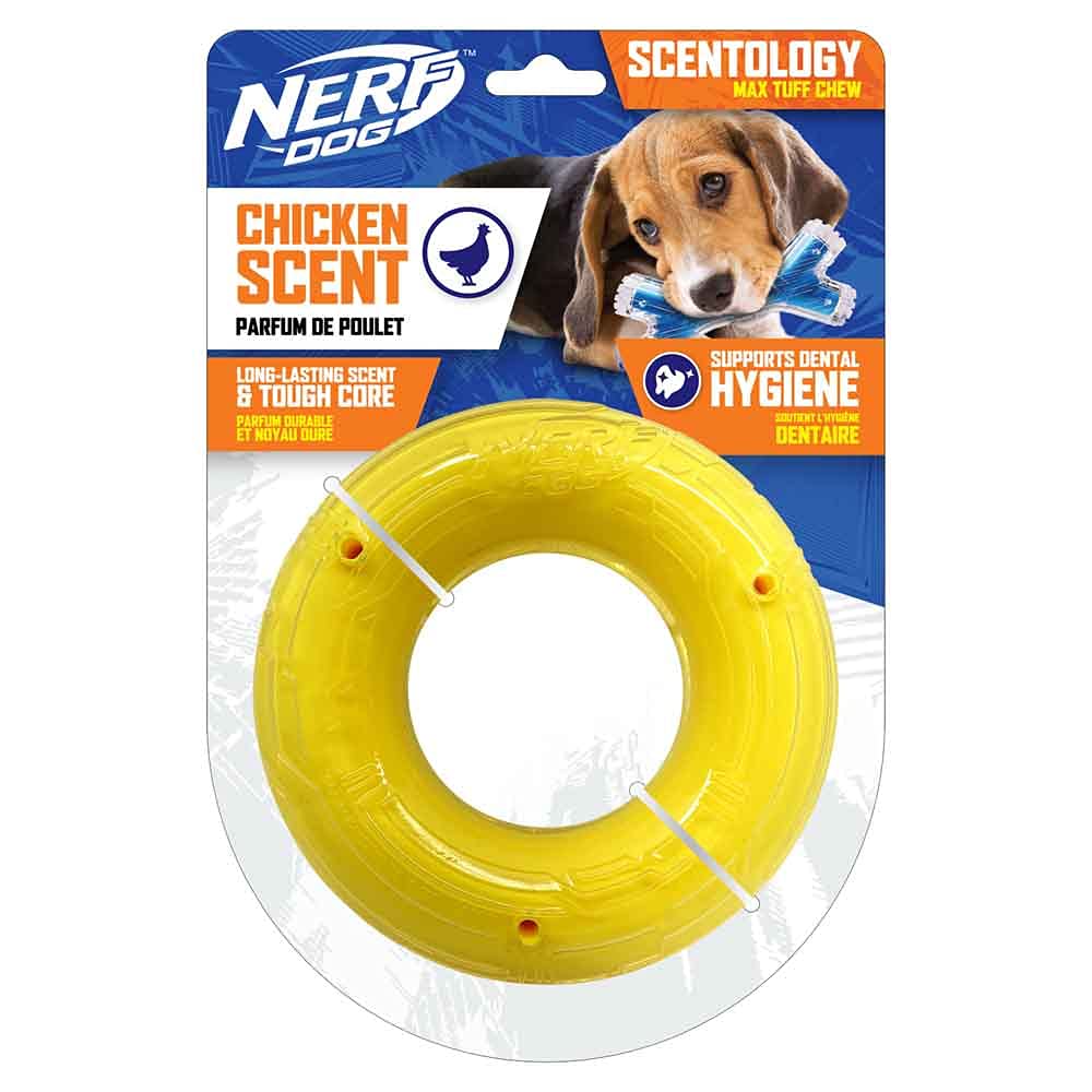 Pet Supplies : Nerf Dog 6in TPR/PP Scented Chicken SuperScent Ring ...
