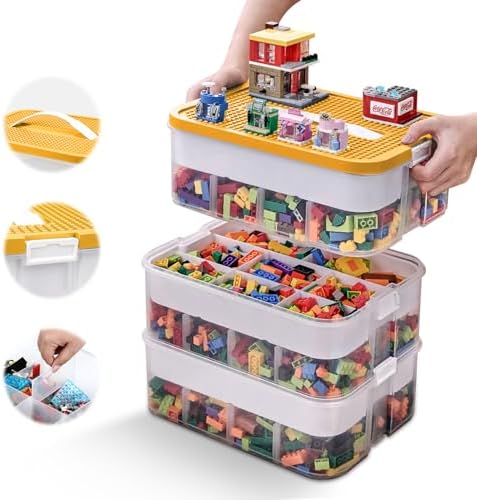 Storage Organiser for Lego, 3 Layers Stackable Kids Toy Storage Box ...