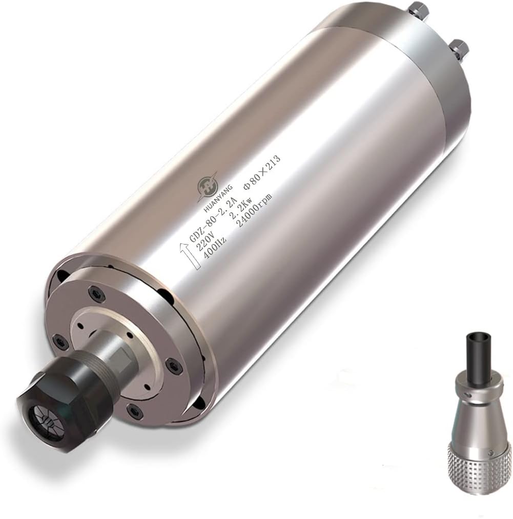 Water Cooled Spindle Motor 220V 2.2KW 24000RPM 400hz ER20 Collet ...