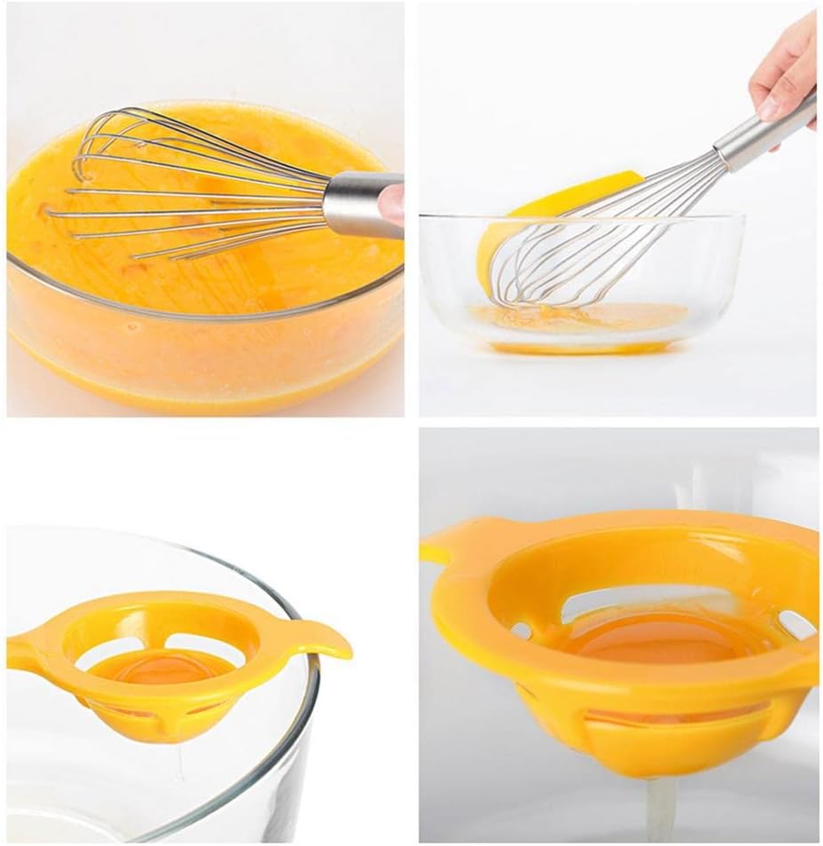 Yellow 3 Piece Whisk Set, stainless steel, with silicon scraper ...