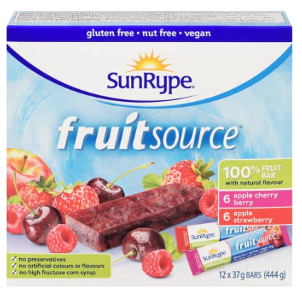 Amazon.com: Sunrype 100% Fruit Source bars - 6 apple cherry/6 apple ...