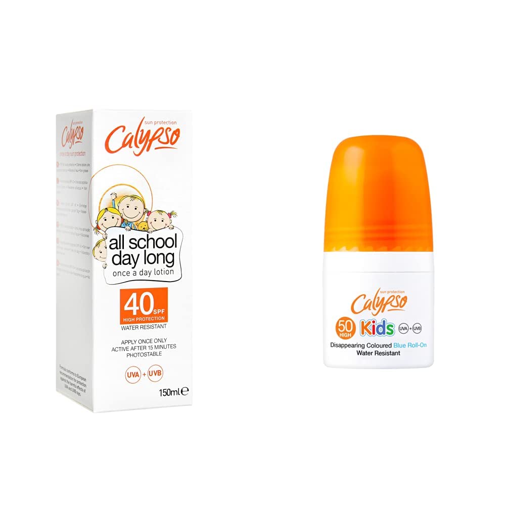 Calypso All Day Long Sun Lotion SPF 40, 150ml & Kids Blue Roll On SPF50 ...