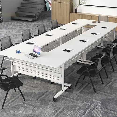 Folding Rolling Conference Table - Rectangular Meeting Room Table with ...